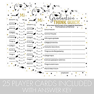 DISTINCTIVS Graduation Party Game Bundle: Mascot Match-Up & Think Quick - Class of 2025, 25 Count Grad Party Supplies