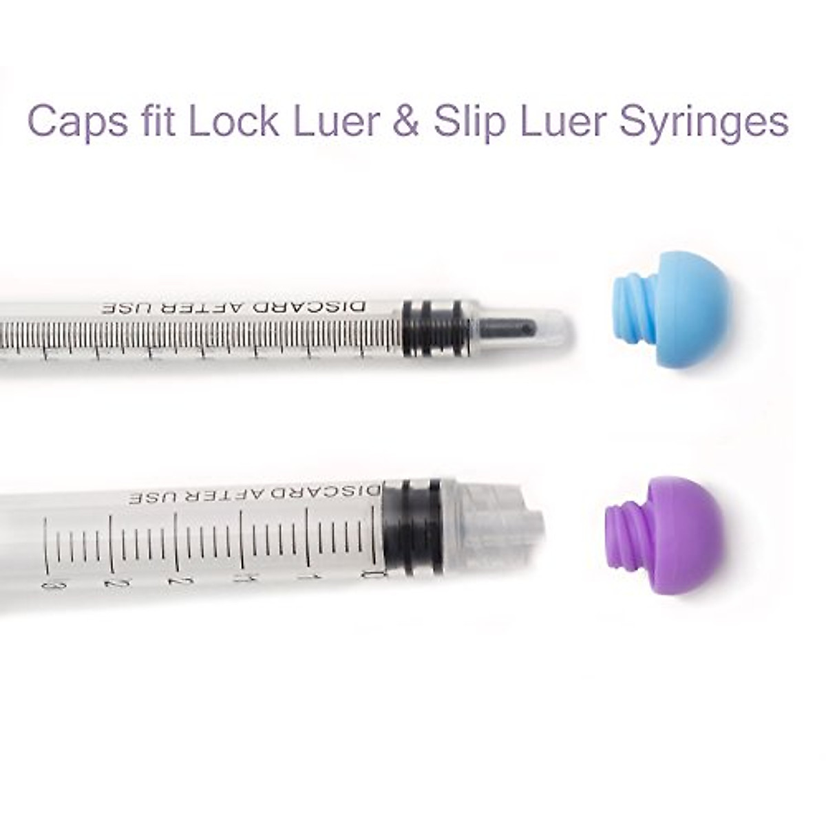 DryFur Syringe Caps for Pets fit Slip leur and Lock luer Blue (100 caps)