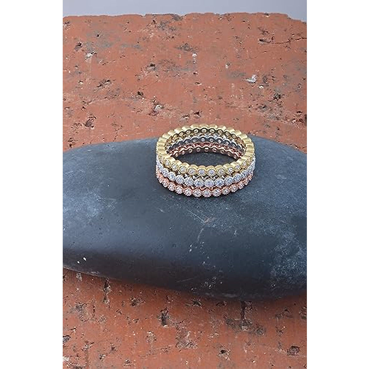 SILVERCLOSEOUT Rhodium Plated Sterling Silver Cz Cubic Zirconia Stackable Womens Eternity Band Promise Ring for Ladies - Size 11