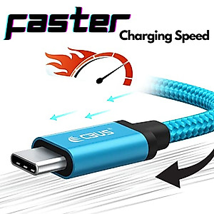 CBUS 20W Fast Charger + 6ft Braided Cable for TCL 30 V 5G / 30 5G / 30 XE/Stylus 5G / 4X 5G / 20 XE / 20s / 20 SE / 20 Pro 5G / 10 5G UW, 10 Pro, 10L, Signa, Flip, Flip Pro (Electric Blue/Black)