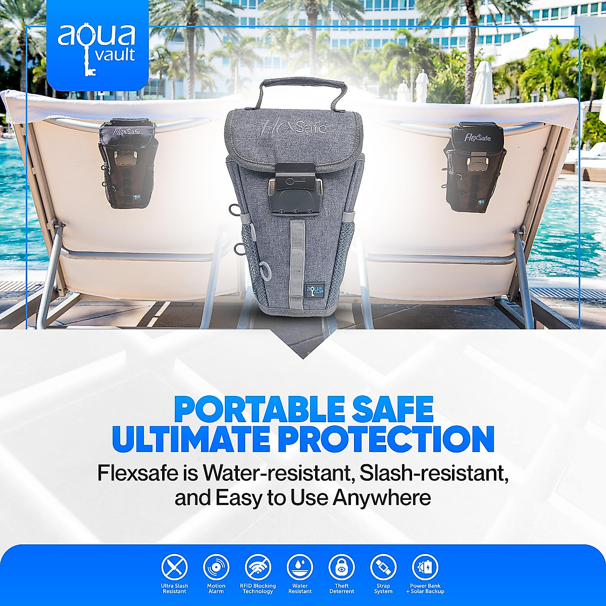 Anti-Theft Lockable Travel Safe & Portable Beach Chair Vault. As Seen on Shark Tank. Personal Safe thats Packable, Lightweight, & Slash Resistant. FlexSafe by AquaVault - Black Color