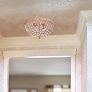 Elegant Designs FM1000-RGD 2 Light Elipse Crystal Flush Mount Ceiling Light, Rose Gold