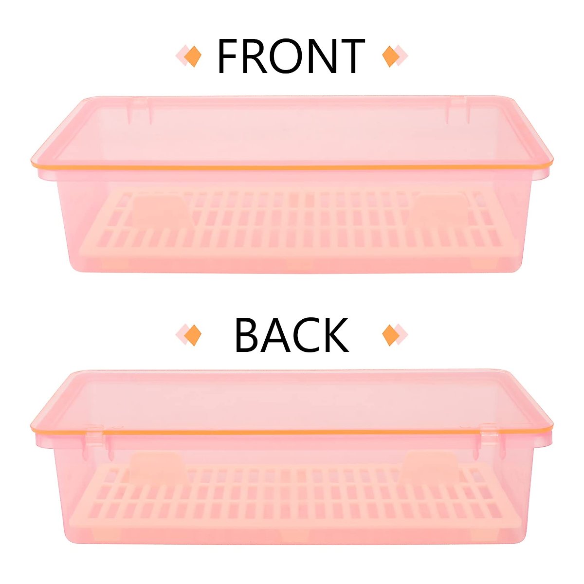 DOITOOL Flatware Tray with Lid and Drainer, Tableware Utensil and Cutlery Drawer Organizer with Lid Covered Silverware Tray to Keeps Your Cutlery Organized and Protected (Pink)