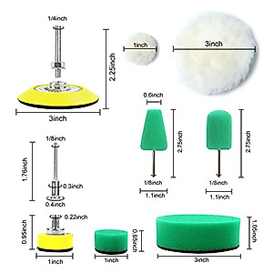 POLIWELL 1 Inch&3 Inch Mini Polishing Pads, Include 1’’&3’’Buffing Pads Kit, 6 Detailing Polishing Sponge, 18 Pcs for Polishing and Waxing of Tight Detail Area