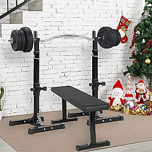 Yaheetech Pair of Adjustable Squat Rack Standard 44-70 Inch Barbell Rack Solid Steel Squat Stands Bench Press Rack Home Gym Portable Dumbbell Racks Stands