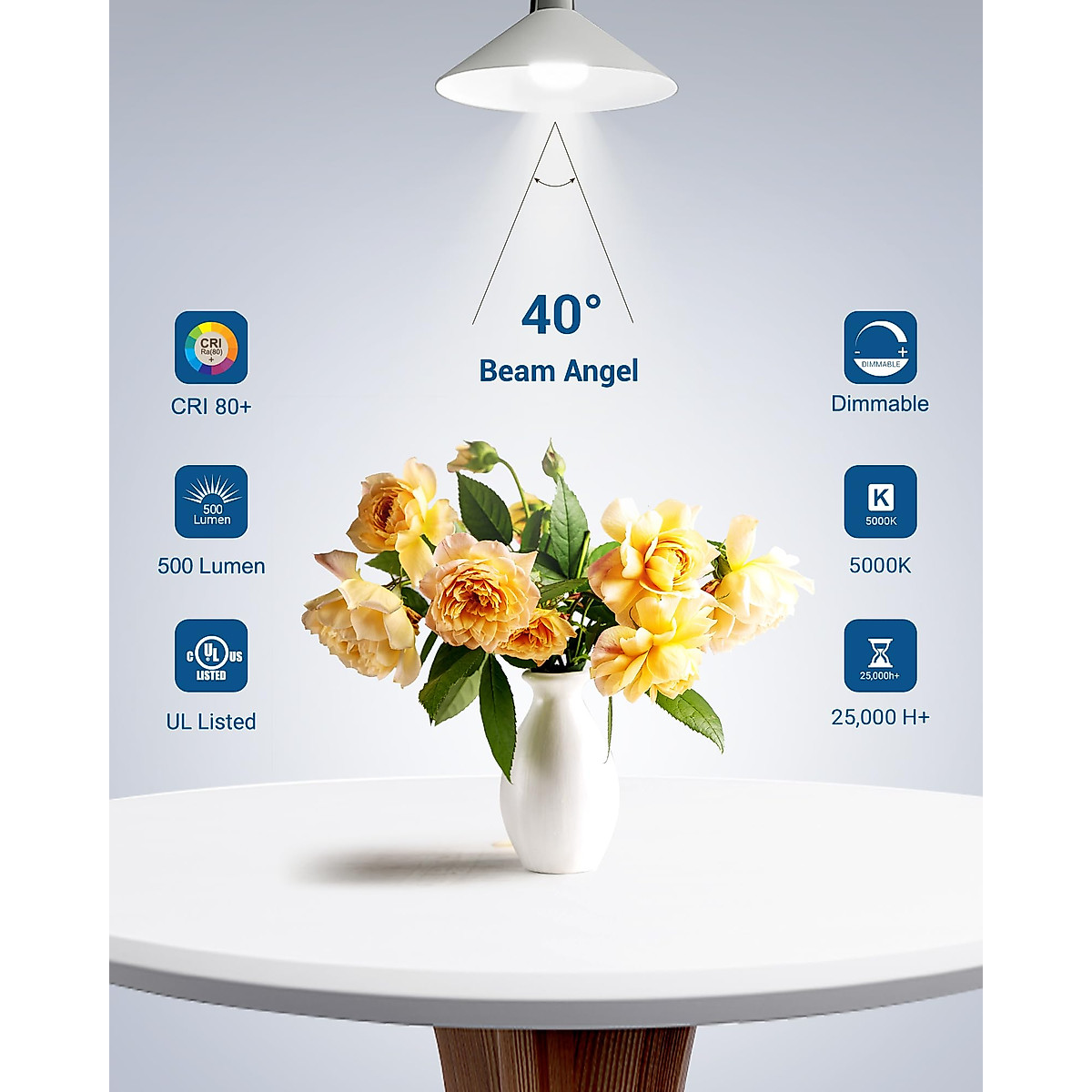 DEWENWILS GU10 LED Bulb, Dimmable, 500LM 5000K Daylight Track Lighting 7W(50W Equivalent) Bulbs for Kitchen, Living Room, Bathroom, Bedroom, UL Listed, 10 Pack