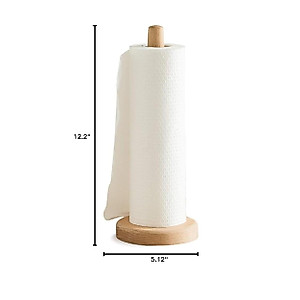 Firlar Wooden Paper Towel Holder, Countertop Vertical Tissue Holder Rack Bamboo Paper Towel Stand for Kitchen Living Room Bedroom Home Decoration