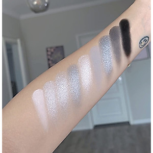 Go Ho Black Grey Silver Smokey Eyeshadow Palette,9 Colors Matte&Shimmer Eye Makeup Palette,Gray White Eyeshadow Makeup,Waterproof Cool Shades Eye Shadow Palette with Prism Mirror