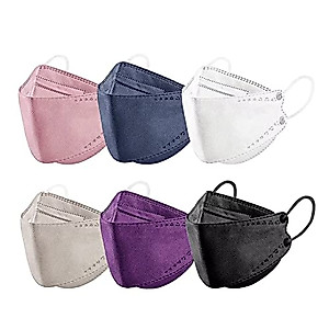 WCOLAS Face Mask Disposable, KF94 Masks for Adults, 60 PCS Masks Disposable Colorful, Face Shield Mask