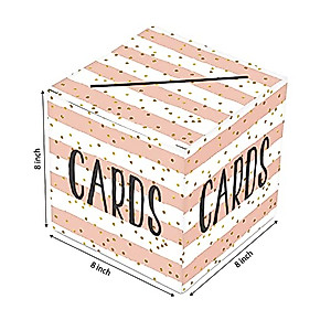 White and Pink Card Box – 8”*8”*8” Gift Or Money Box Holder for Wedding,Baby or Bridal Shower,Birthday, Graduation,Engagement, Party Favor, Decorations, 1 Set(hezi-A009)
