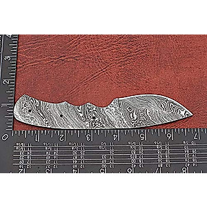 6.75 inches Long Spear Point Blank Blade Skinning Knife, Hand Forged Damascus Steel 3.5" Scale Space with 3 Pin Hole Space, 3 inches Cutting Edge