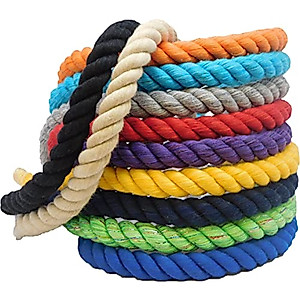 Ravenox Natural Twisted Cotton Rope | (Black)(1/2 Inch x 10 Feet) | Made in The USA | Strong Triple-Strand Rope for Sports, Décor, Pet Toys, Crafts, Macramé & Indoor Outdoor Use