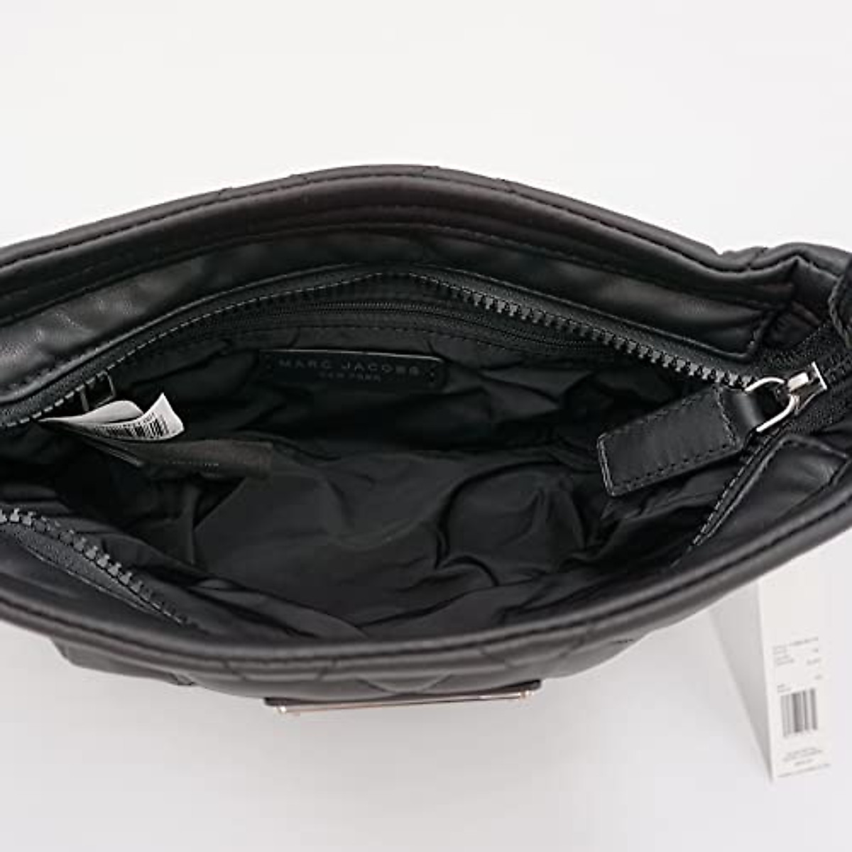 Marc Jacobs H108M01RE21 Black With Silver Hardware Leather Diamond Quilted Women's Crossbody Bag