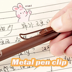 Jisomin Retractable Quick Dry Ink Pens, Comfortable Writing Pens, 0.5mm Fine Point Black Ink, Perfect for Office School Supplies Gifts for Boys Girls, Pack of 4pcs (Coffee)