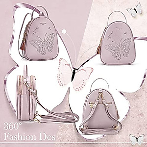 APHISON Small Backpack Purse for Women Teen Girls Cute Butterfly Mini Backpack Vegan Leather Crossbody Shoulder Bags L-PURPLE