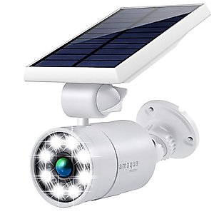 Solar Motion Sensor Lights Outdoor 9-Watt(110W Equ.) 1400-Lumen Aluminum Solar Motion Spotlights Flood Security for Outside Garden Driveway Garage Home, 2-Year 100% FREE Warranty Guarantee(White)