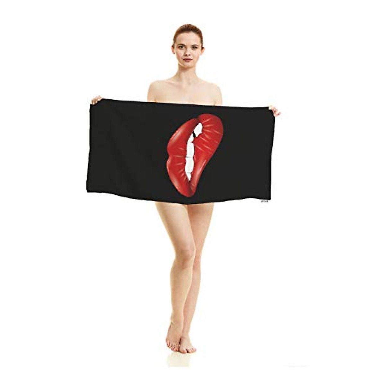 oFloral Hand Towels Cotton Washcloths Sexy Red Lip On Black Background Soft Comfortable,Super-Absorbent Soft Towels for Bathroom Beach Kitchen Spa Gym Yoga Face Towel 15X30 Inch