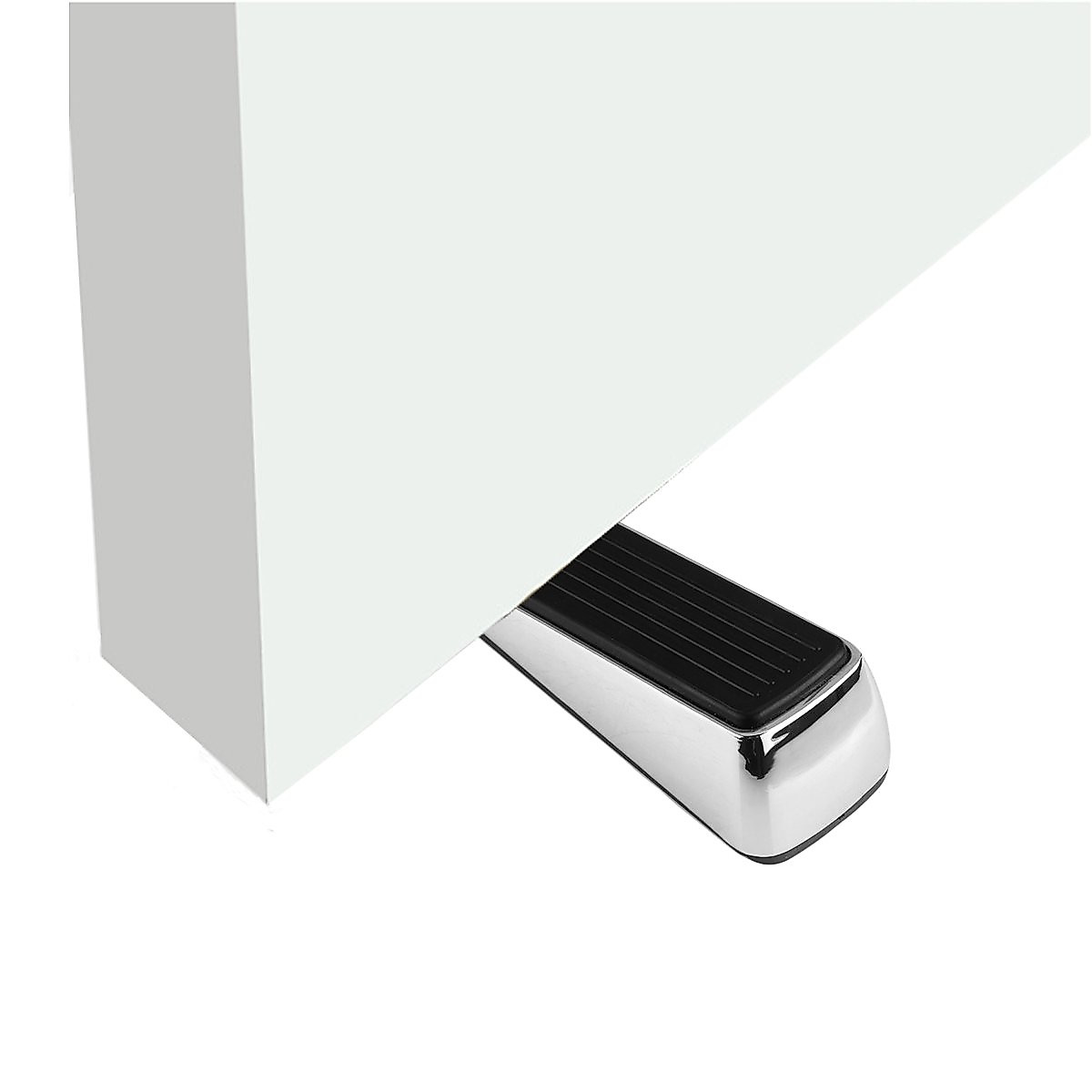 2 Door Stoppers Heavy Duty Stainless Steel Door Wedge Metal Doorstop Bumper Buffer with Rubber (Silver)