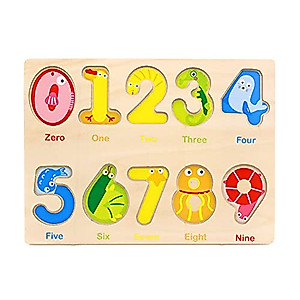 Aile Wooden Preschool Learning Number Puzzles Toys for Kids Age 2-4， Educational Toys
