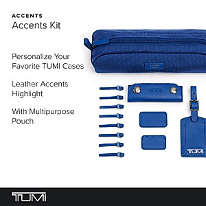 TUMI - Accents Kit - Includes 2 Leather Monogram Patches, 1 Leather Luggage Handle Wrap, 1 Luggage Tag & 8 Leather Zipper Pulls - Atlantic