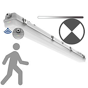 4FT Tri-Level Sensor LED Vapor Tight Emergency Light, Battery Backup, IP65 IK08, 20W(2500lm)/40W(5000lm) Selectable, 5000K, Dimmable, Outdoor Waterproof Shop Light, Vapor Proof Lighting Fixture, FCC