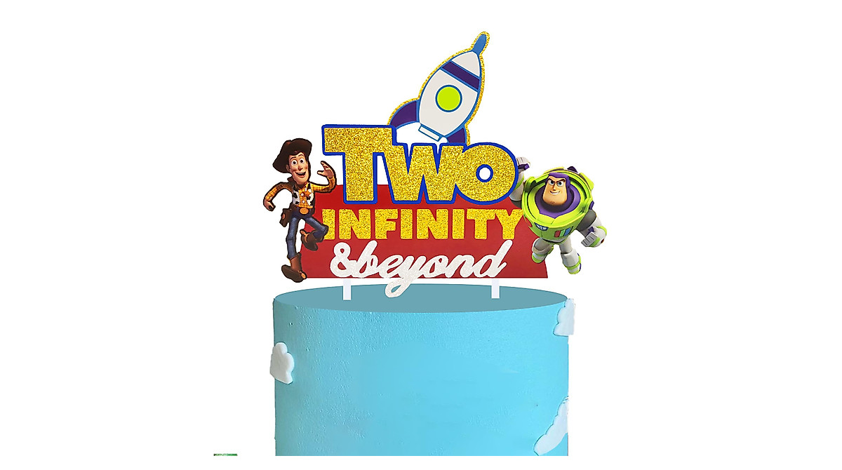 Two Infinity and Beyond Cake Topper for 2nd Birthday Boy Girl