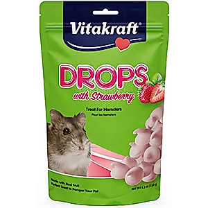 Vitakraft Drops Hamster Treat - Strawberry - Yogurt Treats for Hamsters Pink 5.3 Ounce (Pack of 1)