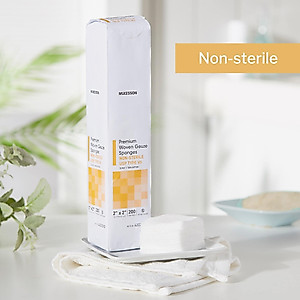 McKesson Premium Woven Gauze Sponges, Non-Sterile, 12-Ply, USP Type VII, 100% Cotton, 2 in x 2 in, 200 per Pack, 1 Pack