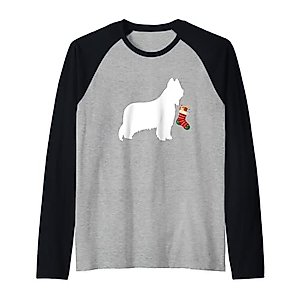 Briard Christmas Stocking Stuffer Dog Raglan Baseball Tee