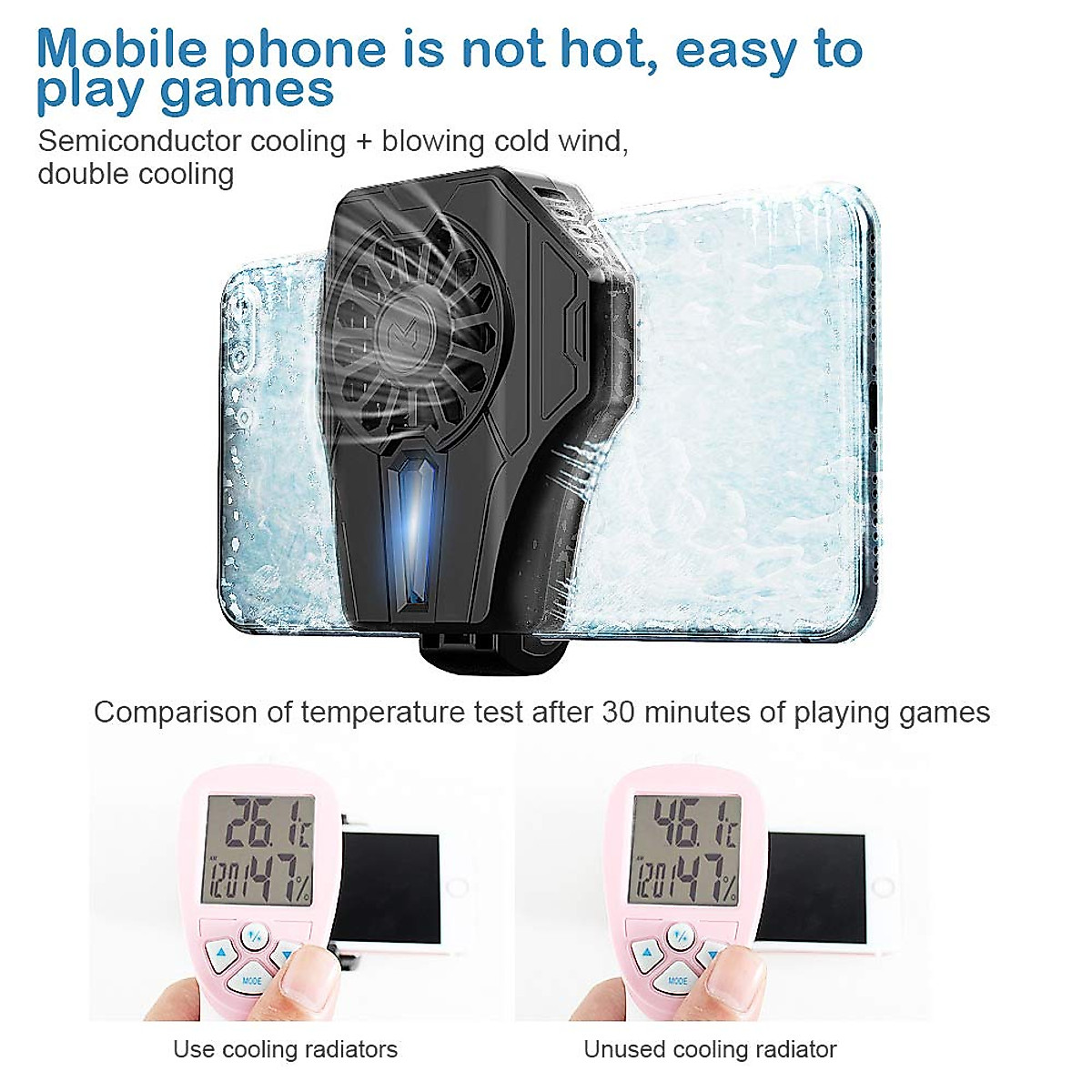 IVY Semiconductor Refrigeration Phone Cooling Fan For Android iOS Game Radiator Portable - Black