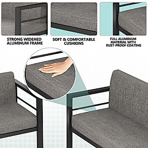 HOWSVN 5 Piece Modern Aluminum Patio Furniture Set, Outdoor Metal Seating Sets, Patio Sectional Conversation Set with Soft Cushion and Coffee Table (5 Piece Set)