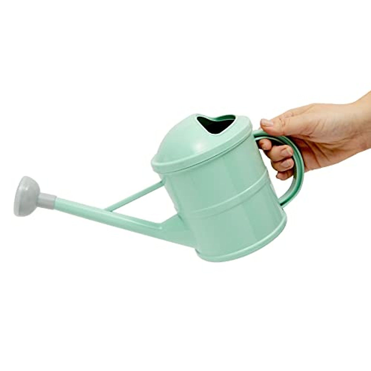 Small Mint Green Plastic Watering Can with Long Spout Sprinkler Head for Garden, Indoor and Outdoor Plants, Flowers (0.4 Gallon)