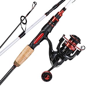 Sougayilang Spinning Combo, Medium Heavy Fishing Pole and 2000 Spinning Reel Set, Fishing Rod and Reel Commbo for Bass Fishing Tackle-Pearl White-6.9ft and 2000 Spinning Reel