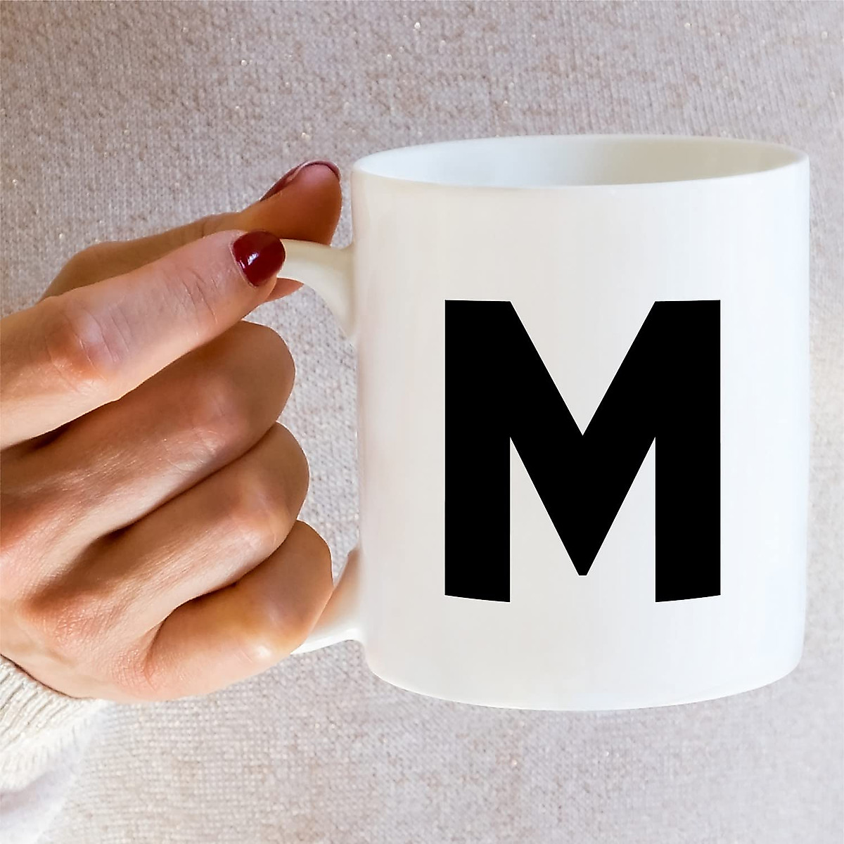 Retreez Initial A-Z Alphabet Monogrammed Monogram Mug 11 Oz Ceramic Tea Coffee Mugs - Graduation Appreciation Thank You Holiday Birthday Gifts for her friend coworker mother father sister - M Initial