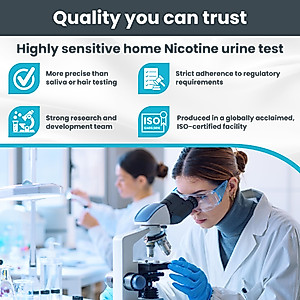 Exploro Highly Sensitive Nicotine Test - Detects Nicotine Metabolite Cotinine in Urine for up to 10 Days - Accurate Results in 5 Minutes - 10 Strips with Cut-Off Level of 200 ng/ml