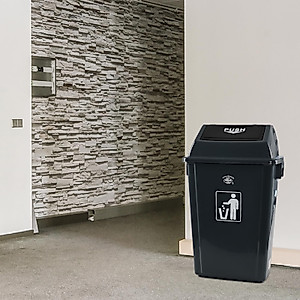 CadineUS 4-Pack 16 Gallon Large Garbage Can with Lid, Outdoor Swing Top Trash Bin