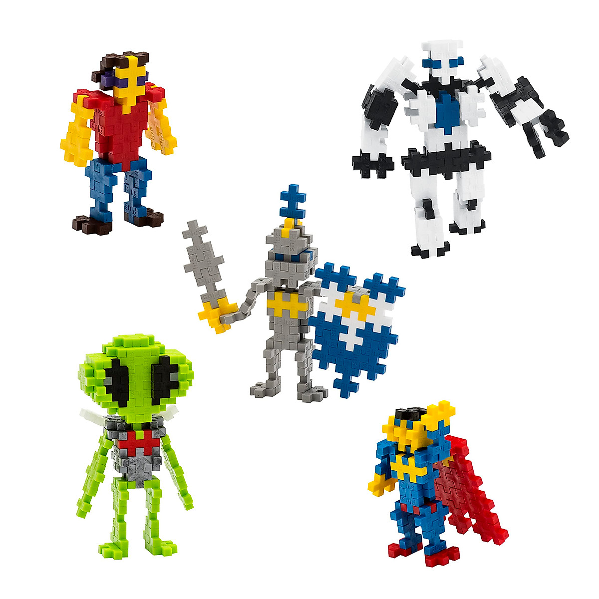 PLUS PLUS Building Block Playset Kit, Themed Figures 3D Puzzle, Fun Stem Toys for Kids, 350 Mini Interlocking Pieces - 5 Tube Bundle, Fantasy Battle