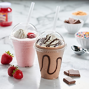 GUSTO [12 oz. - 50 Count Clear Plastic Cups With Dome Lids - Perfect for Smoothies, Milkshakes, and To-Go Beverages (Formerly Comfy Package)