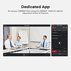 OBSBOT Meet 1080P 60FPS Webcam, Full HD Auto-Focus & AI-Powered Framing Computer Camera, Background Replacement, HDR, Adjustable FOV, Webcam for Conferencing, Video Calling, Live Sreaming, PC, Laptop