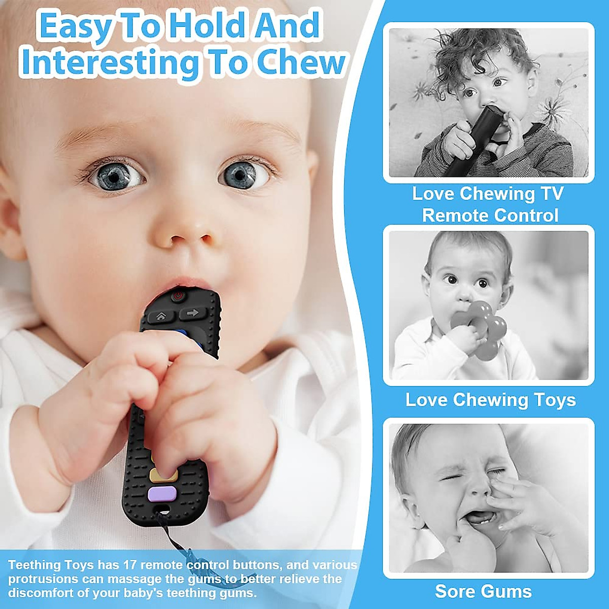 Aolso Silicone Baby Teething Toys, 5PCS Remote Control Shape and Game Control Teething Toys,Teething Toys with 2PCS Pacifier Clip,Babies Chew Toys for BPA Free,3 Months+ Baby Teethers Soothe Toys