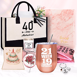 40th Birthday Gifts for Women, Happy 1984 Birthday Gifts for Womens Mom Girls Best Friends, Funny 40 Year Old Gift Basket Box from Mothers Daughter Sister Her, Unique Fabulous Bag Wine Bday Gift Ideas