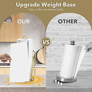 2 Pack Paper Towel Holder Under Cabinet, Self-Adhesive Paper Towel Bar, Paper Towels Rolls Holder Under Counter Wall Mount for Kitchen Bathroom Cabinets Towel Rack Stainless Steel - 13.2''/Black