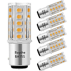 BAYSHE 3W 12V BA15S S8 SC Bayonet Single Contact Base 1156 1141 LED Light Bulb 2700K Warm White,Low voltage AC/DC 12volt Landscape Path Deck RV Camper Marine Boat Trailer Lighting-Pack of 5
