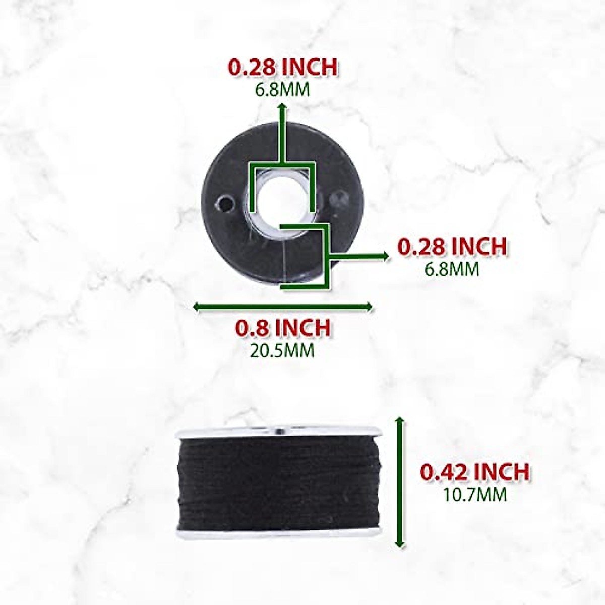 Mandala Crafts Pre-Wound Sewing Thread Bobbin Set for Singer Kenmore Bernina Brother Janome Sewing Machine Black 25 X 88 Yards