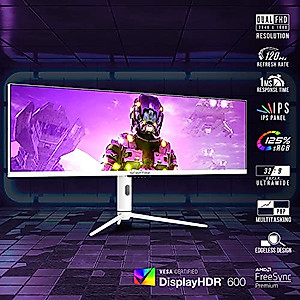 Sceptre IPS 43.8 inch UltraWide 32:9 LED Monitor 3840x1080 up to 120Hz DisplayPort HDMI USB Type-C HDR600 AMD FreeSync Premium Build-in Speakers and remote, Nebula White (E448B-FSN168)