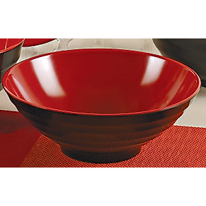 Yanco CR-566 Black and Red Two-Tone Noodle Bowl, 24 oz Capacity, 2.5" Height, 6.75" Diameter, Melamine, Black/Red Color, Pack of 48