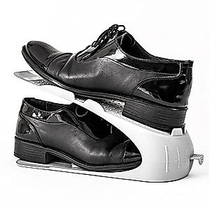 DecoBella Shoe Slots Organizer, Space Saving Shoe Stacker, 4-Pack Double Layer Shoe Rack, BPA-Free Plastic Shoe Holder for Closet (Gray)