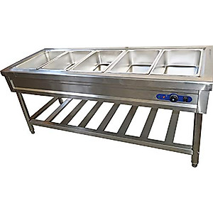INTBUYING 72 inch 5 Pan Restaurant Electric Steam Table Buffet Food Warmer 110V with Pans