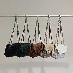 Small Square Bag Winter Diamond Lattice Shoulder Bag Chain Crossbody Bag PU Handbags and Purses Female (White crossbody bag)