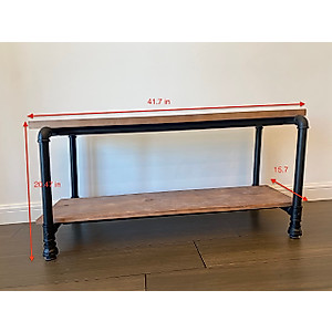 MEYRUOXI Entryway Bench, Shoe Bench with Solid Wood Planks and Industrial Metal Pipes, Shoe Rack Bench Seat for Entryway Hallway Living Room, Indoor Rustic Seat, 41 Inch